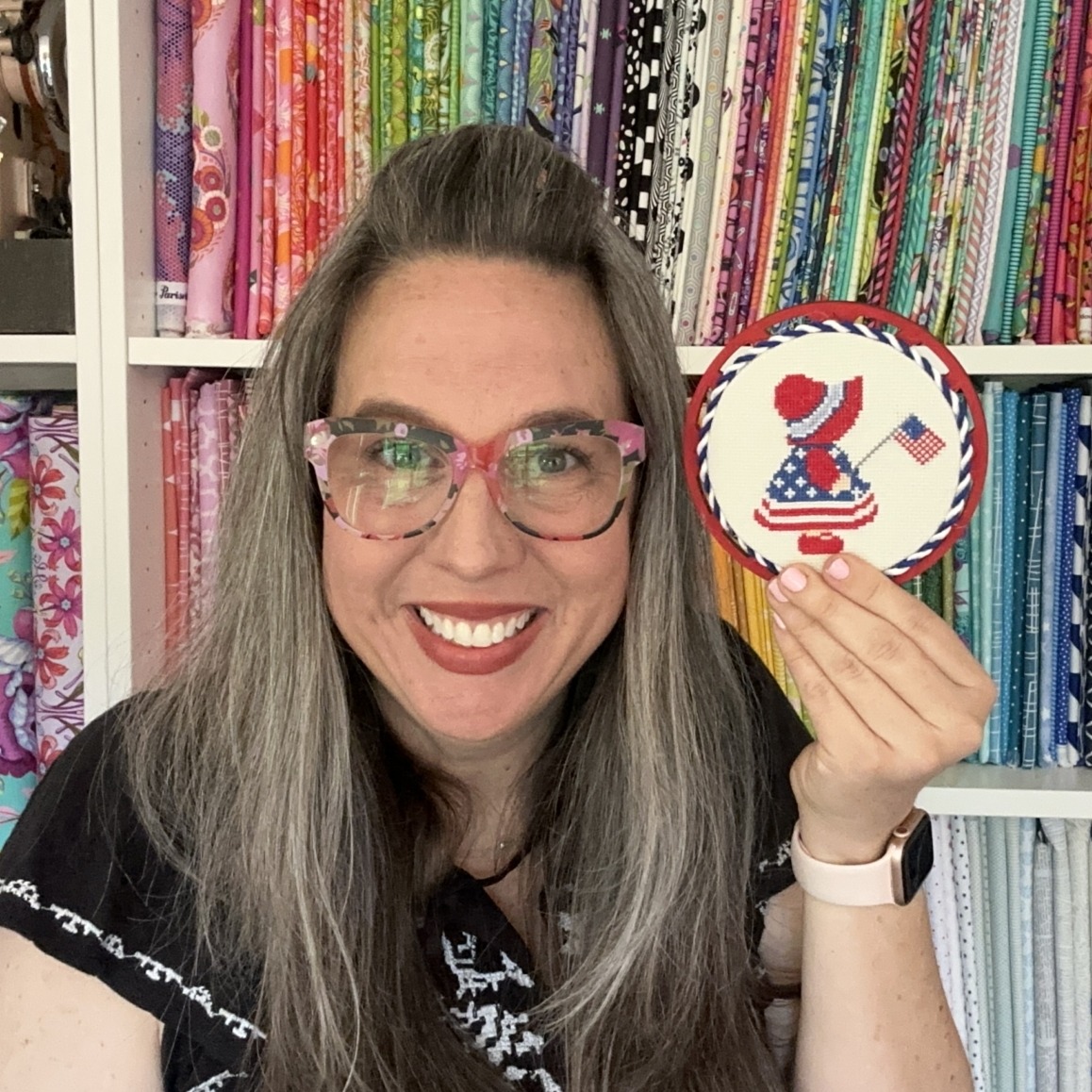 Sue Bonnet Happy 4th Cross Stitch Chart – Tiger Lily Designs