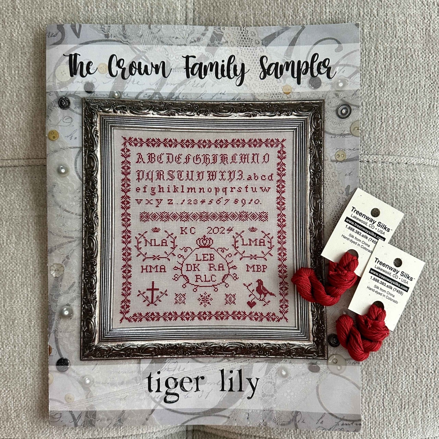 The Crown Family Sampler Chart & Floss Kit – Tiger Lily Designs